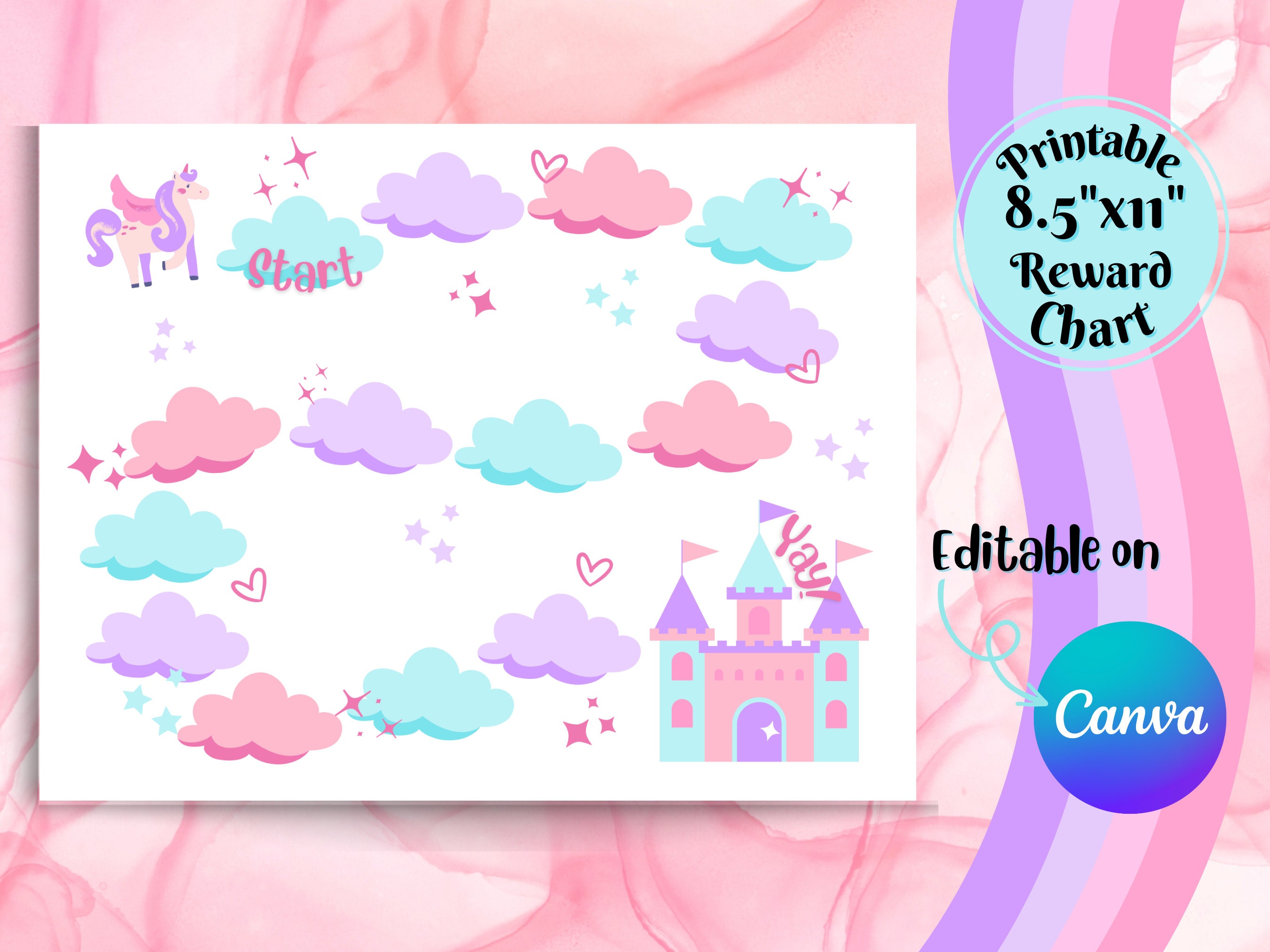 Unicorn Sticker Chart for Kids and Toddlers, Printable Reward Chart for ...