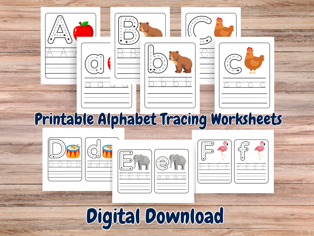 Alphabet Tracing Printable Worksheets for Preschool-kindergarten- Upper ...