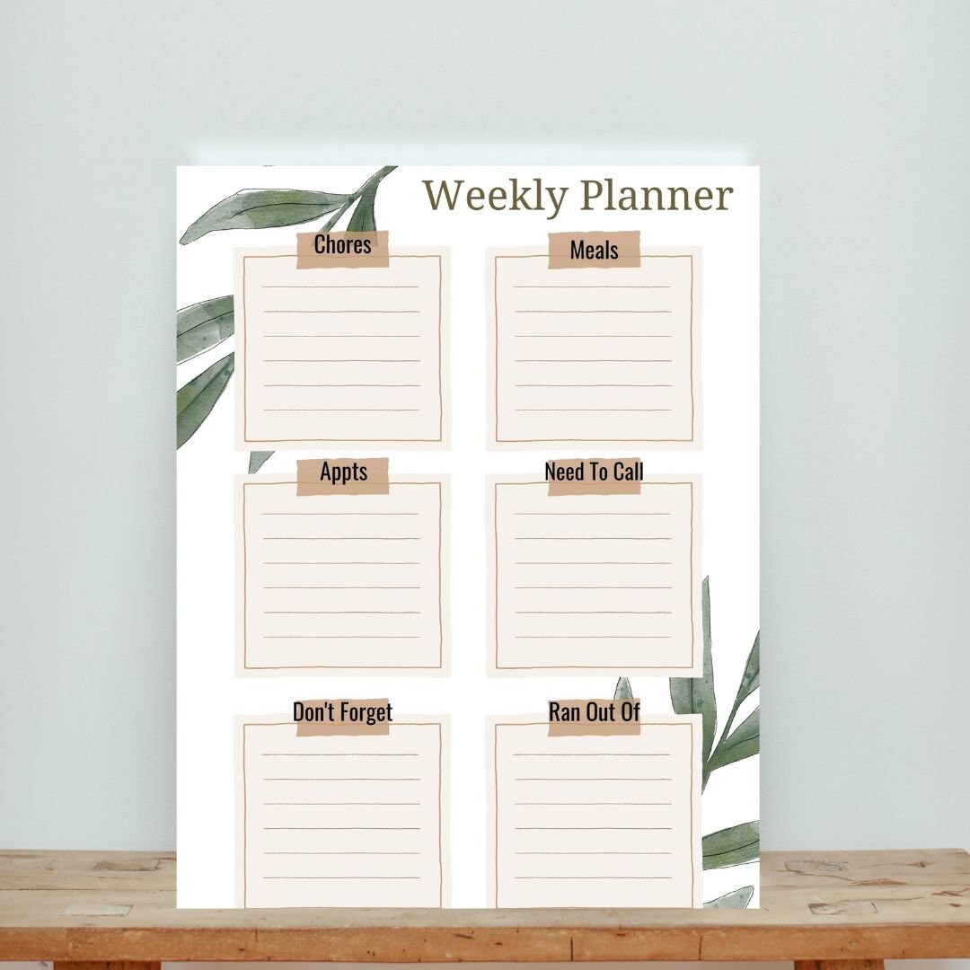 Weekly Planner Shopping List Goals Sheet - Etsy