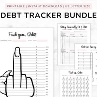 Debt Payoff Tracker Printable Color in Thermometer Coloring Page Bundle ...