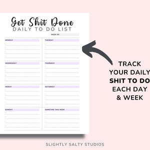 Get Shit Done to Do List Printable, to Do List Printable PDF, Funny to ...