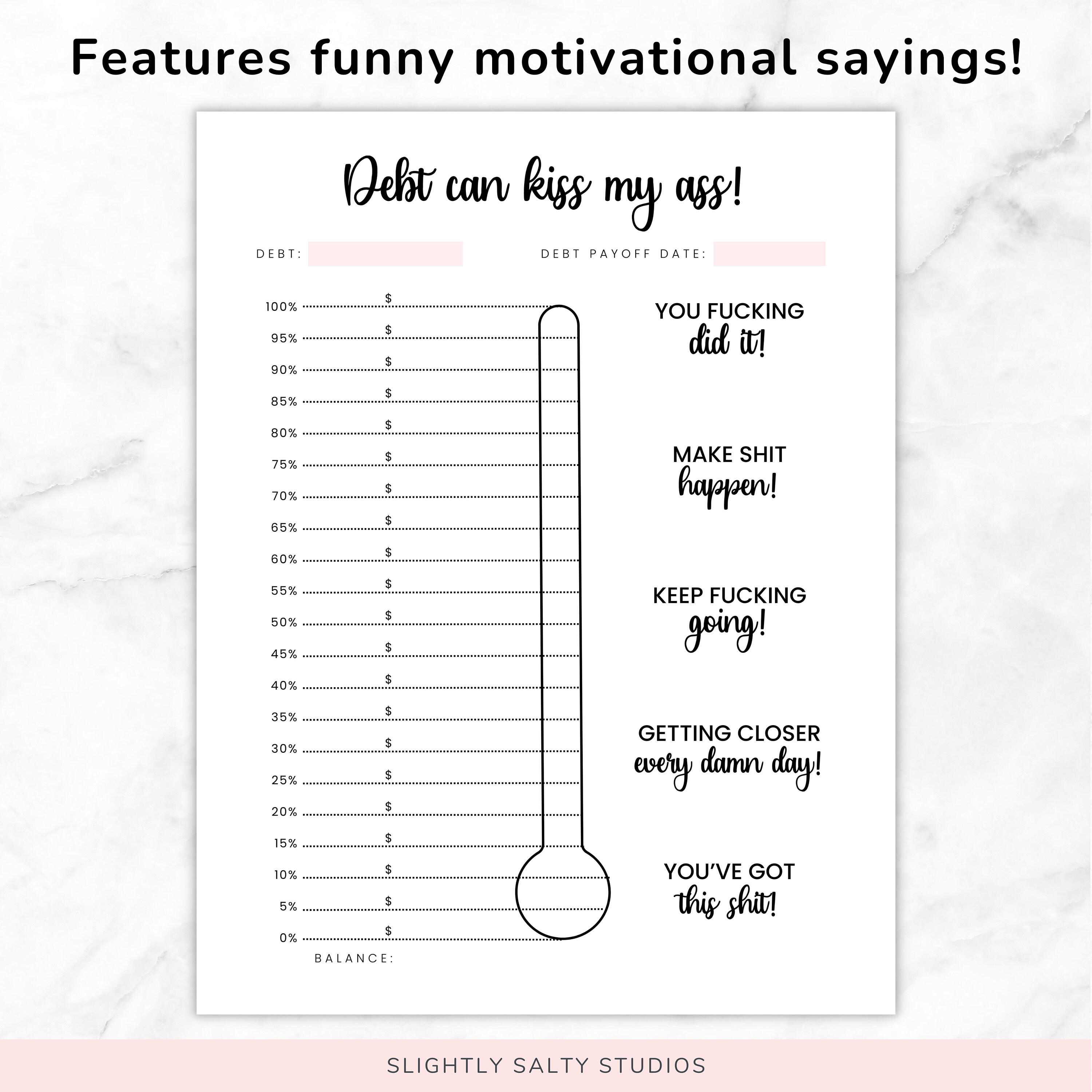 Debt Payoff Tracker Printable Color in Thermometer Coloring Page Bundle ...
