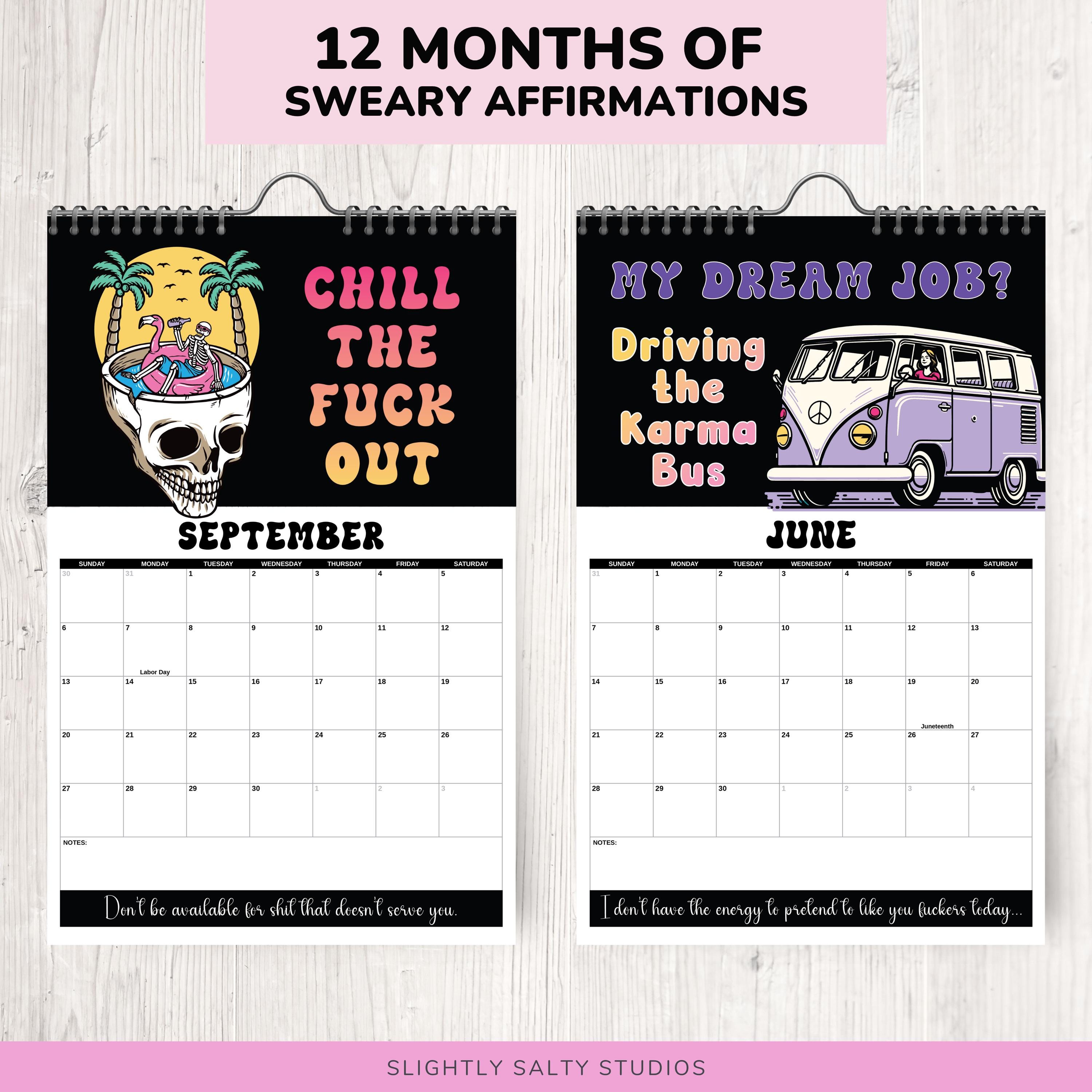 2026 Funny Swear Here We F Go Again Large Wall Calendar Gift for ...