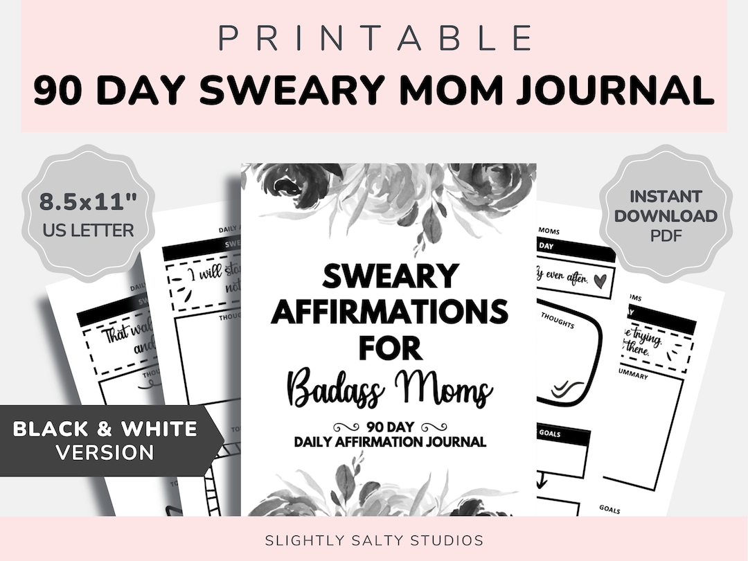 90 Day Journal for Moms Printable, Sweary Mom Journal, Mom Daily ...