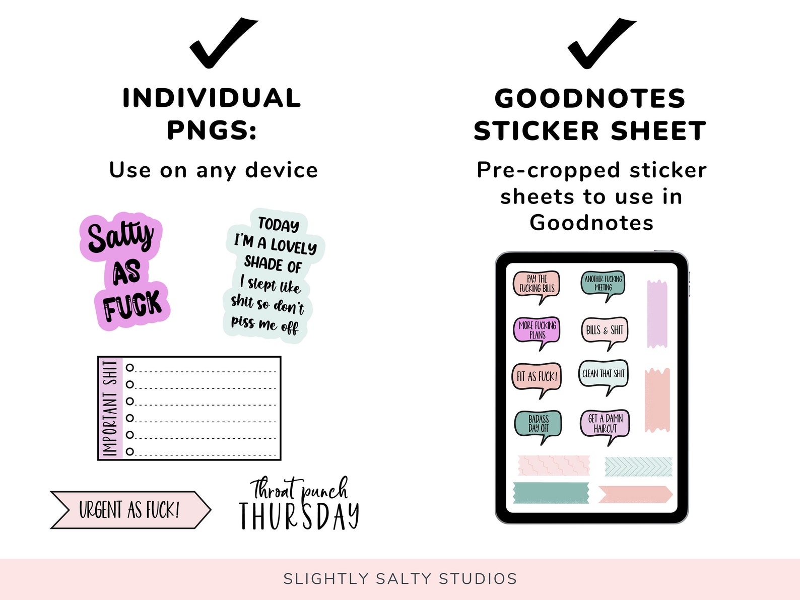 Funny Cute Adult Swear Word PNG Stickers for Digital Planners and ...