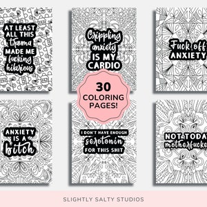 30 Funny Coloring Pages for Adults, Anxiety Coloring Book, Adult ...