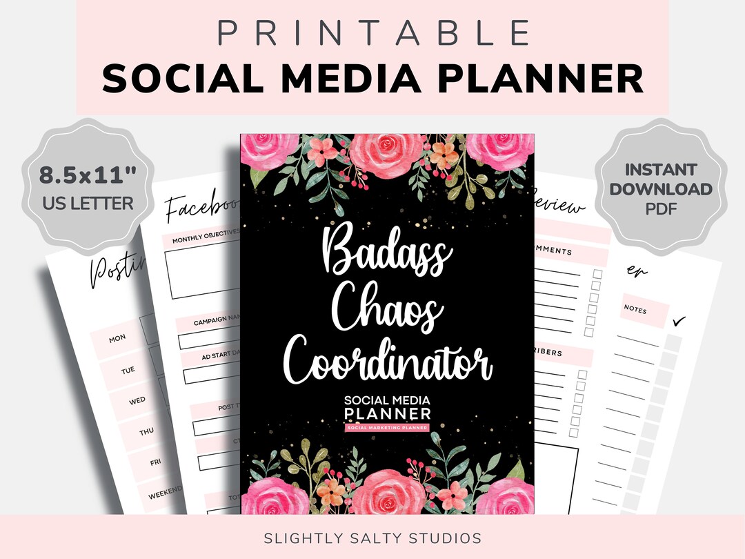 Social Media Planner Printable, Social Media Planner Bundle, Social ...