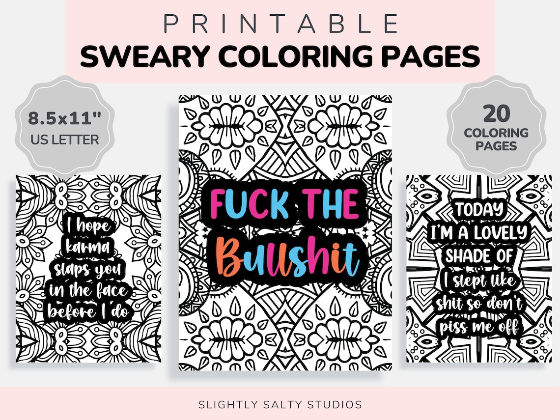 20 Adult Coloring Pages Printable Sarcastic Coloring Pages - Etsy