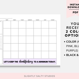 12 Month Calendar Template, Funny Calendar Printable, Undated Monthly ...