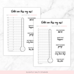 Debt Payoff Tracker Printable Color in Thermometer Coloring Page Bundle ...