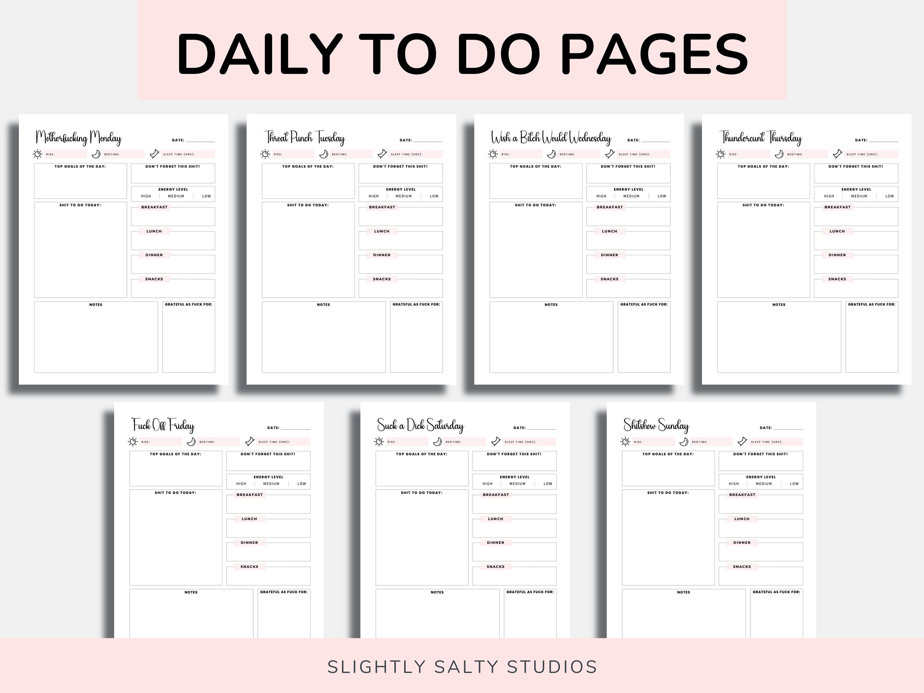 Funny to Do List, Daily Planner Printable One Page, Weekly Planner ...