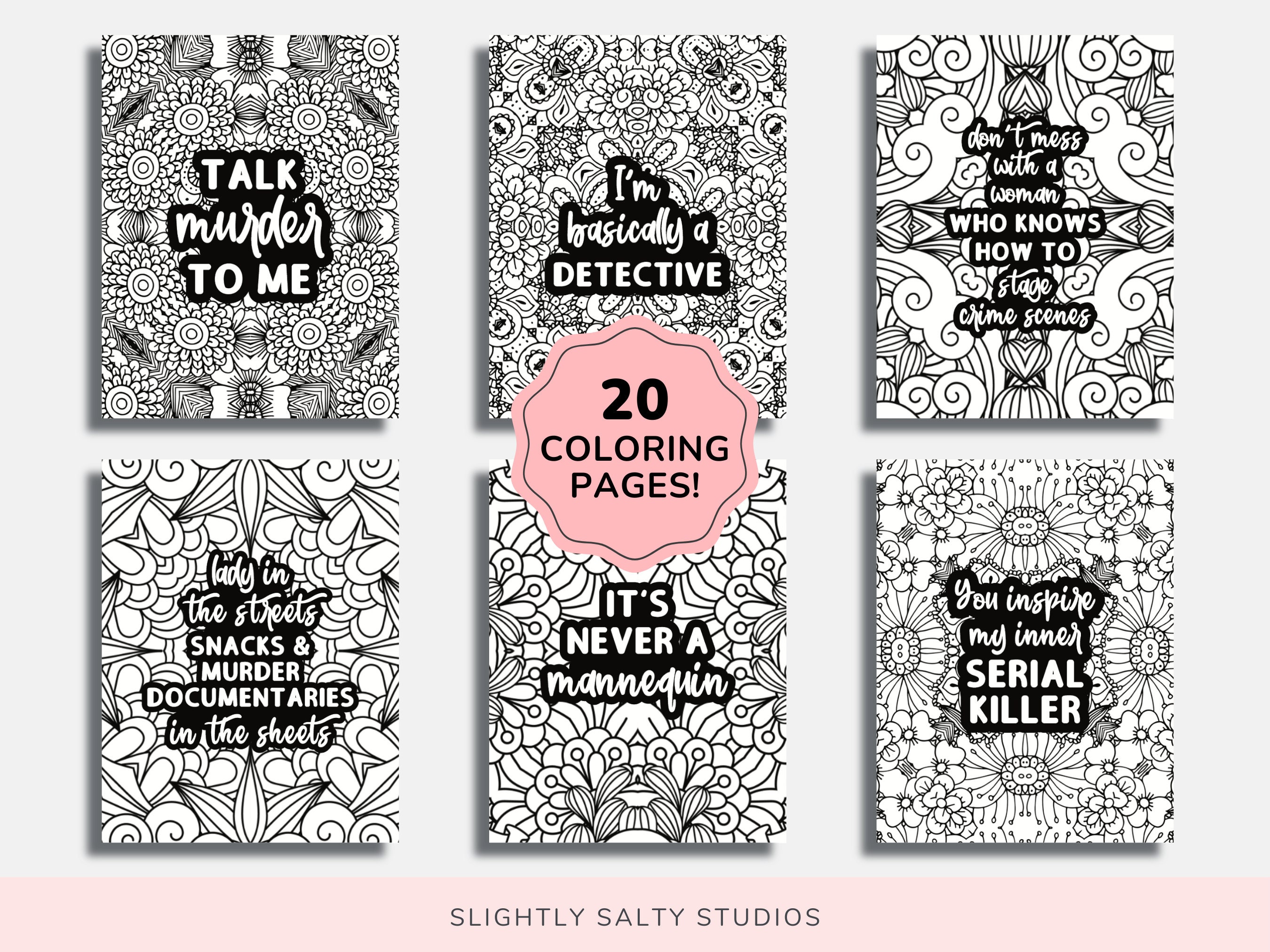 True Crime Coloring Book Printable True Crime Sayings Funny - Etsy