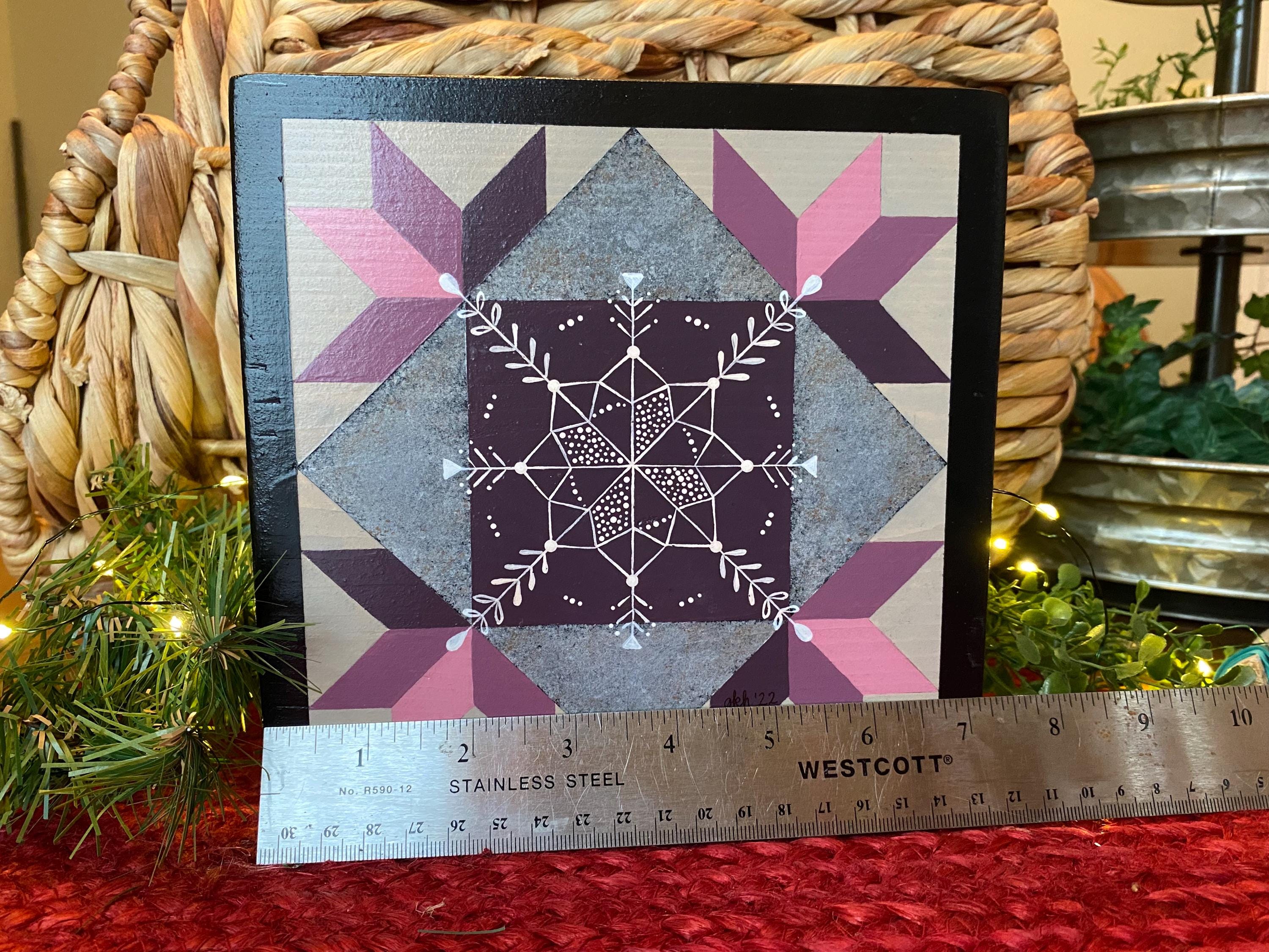 Wooden, Hand-painted Snowflake Quilt Square for Decoration (lg, Med and ...