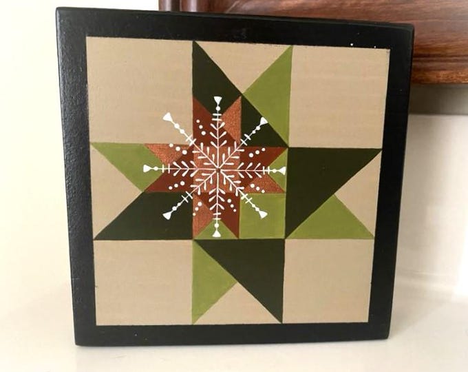 Wooden, Hand-painted Snowflake Quilt Block - Etsy