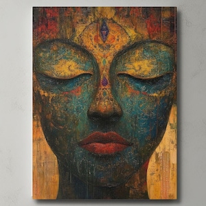 Mystical Blue Goddess of Peace Matte Canvas, Mindfulness Decor Goddess ...