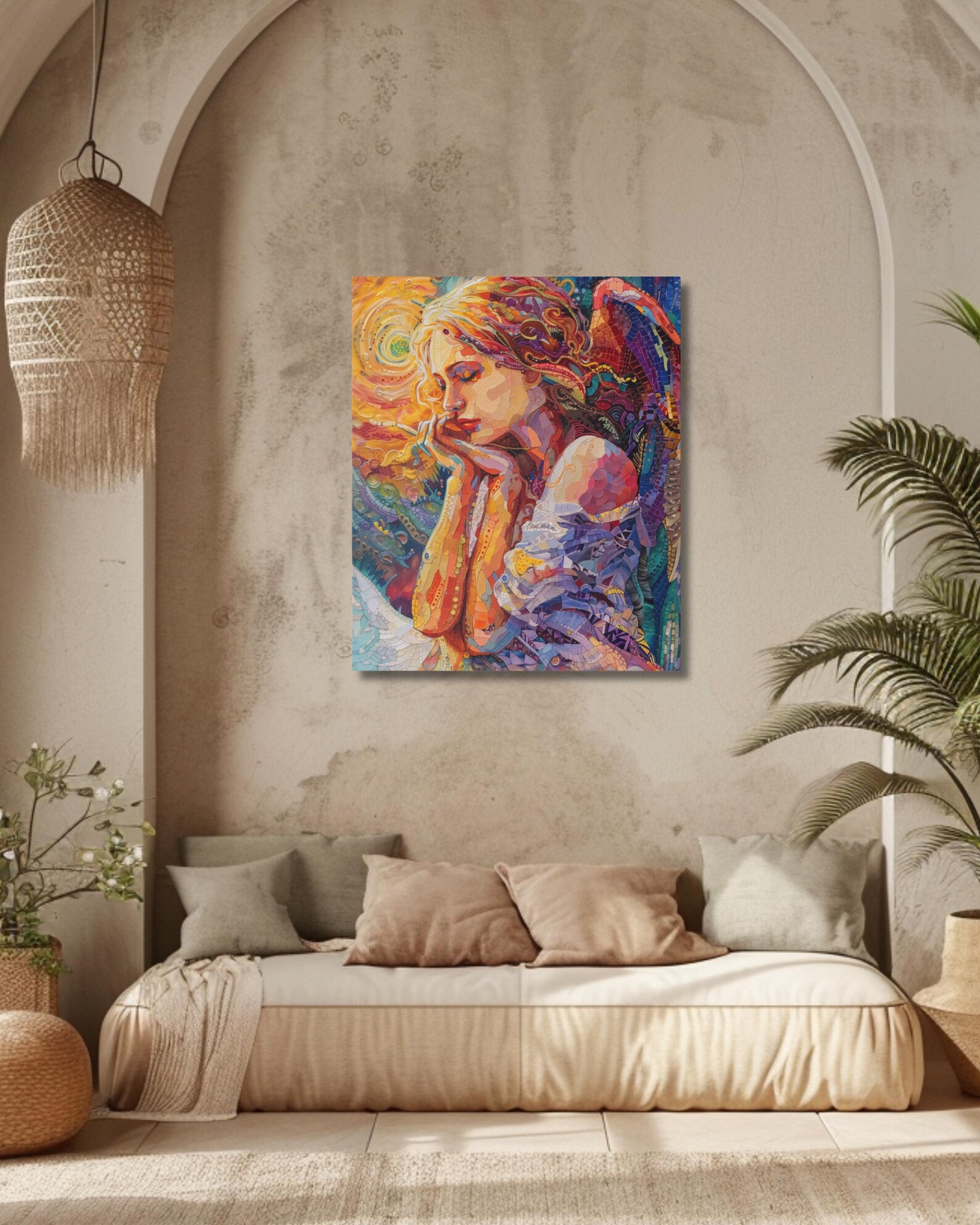 Precious Guardian Angel Spiritual Art, Bright Angel Wings Mosaic Design ...