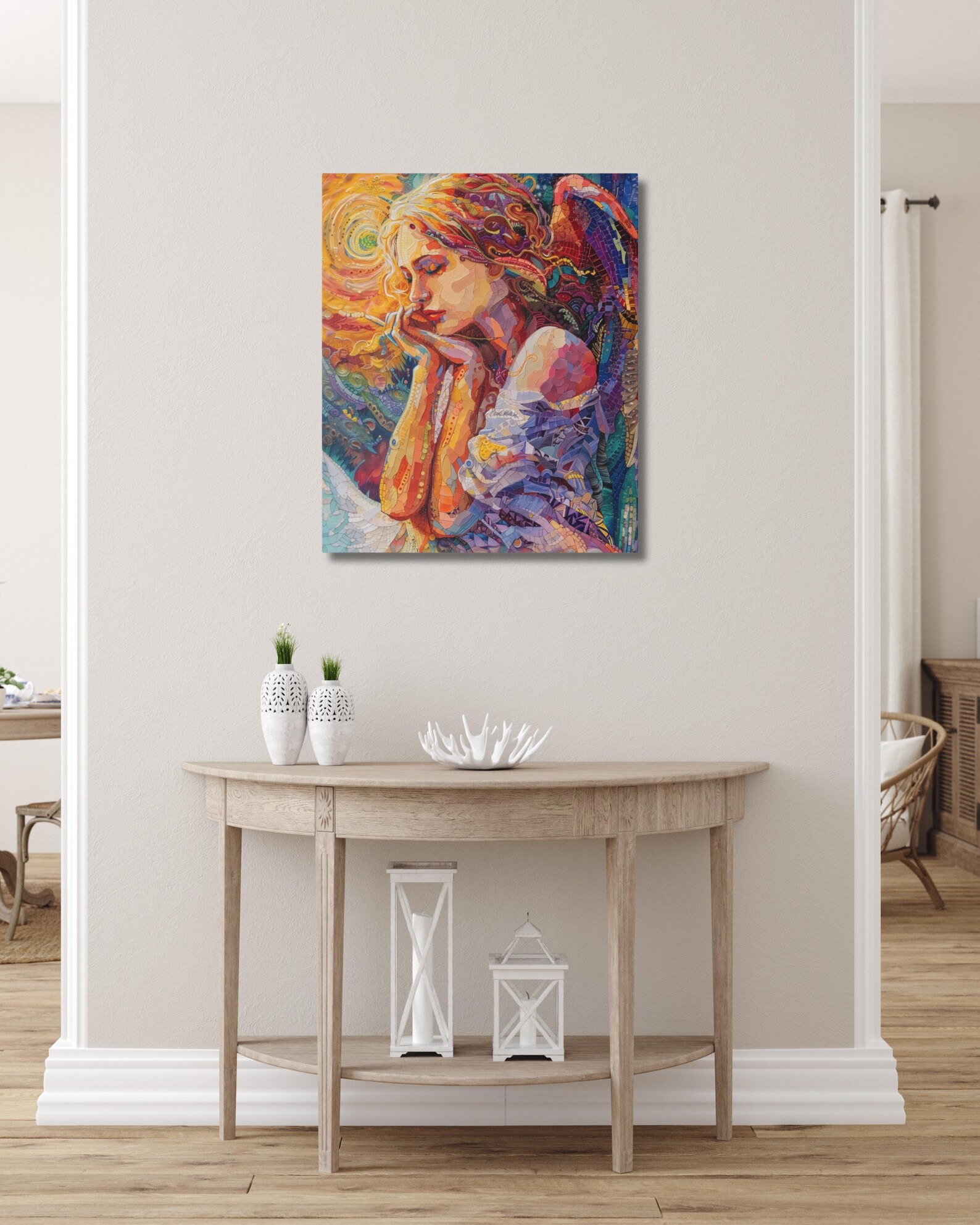 Precious Guardian Angel Spiritual Art, Bright Angel Wings Mosaic Design ...