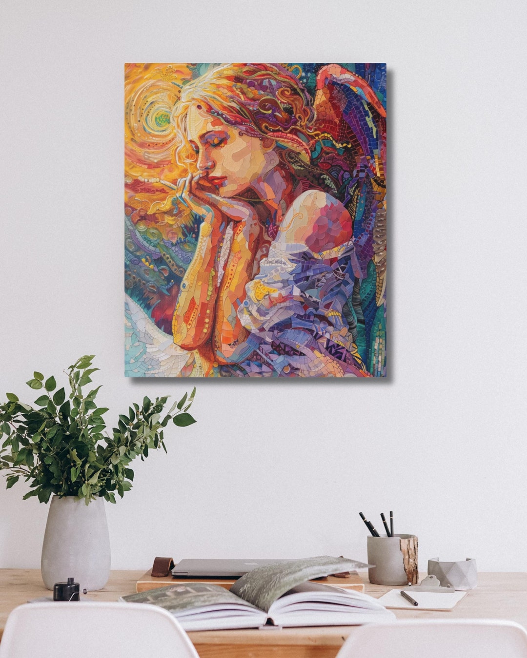 Precious Guardian Angel Spiritual Art, Bright Angel Wings Mosaic Design ...