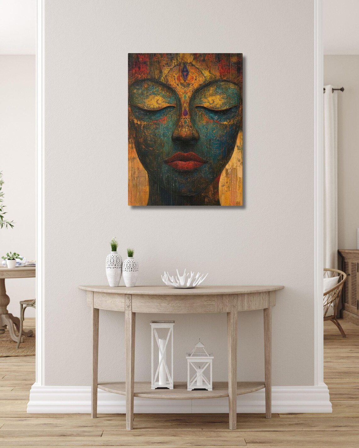 Mystical Blue Goddess of Peace Matte Canvas, Mindfulness Decor Goddess ...