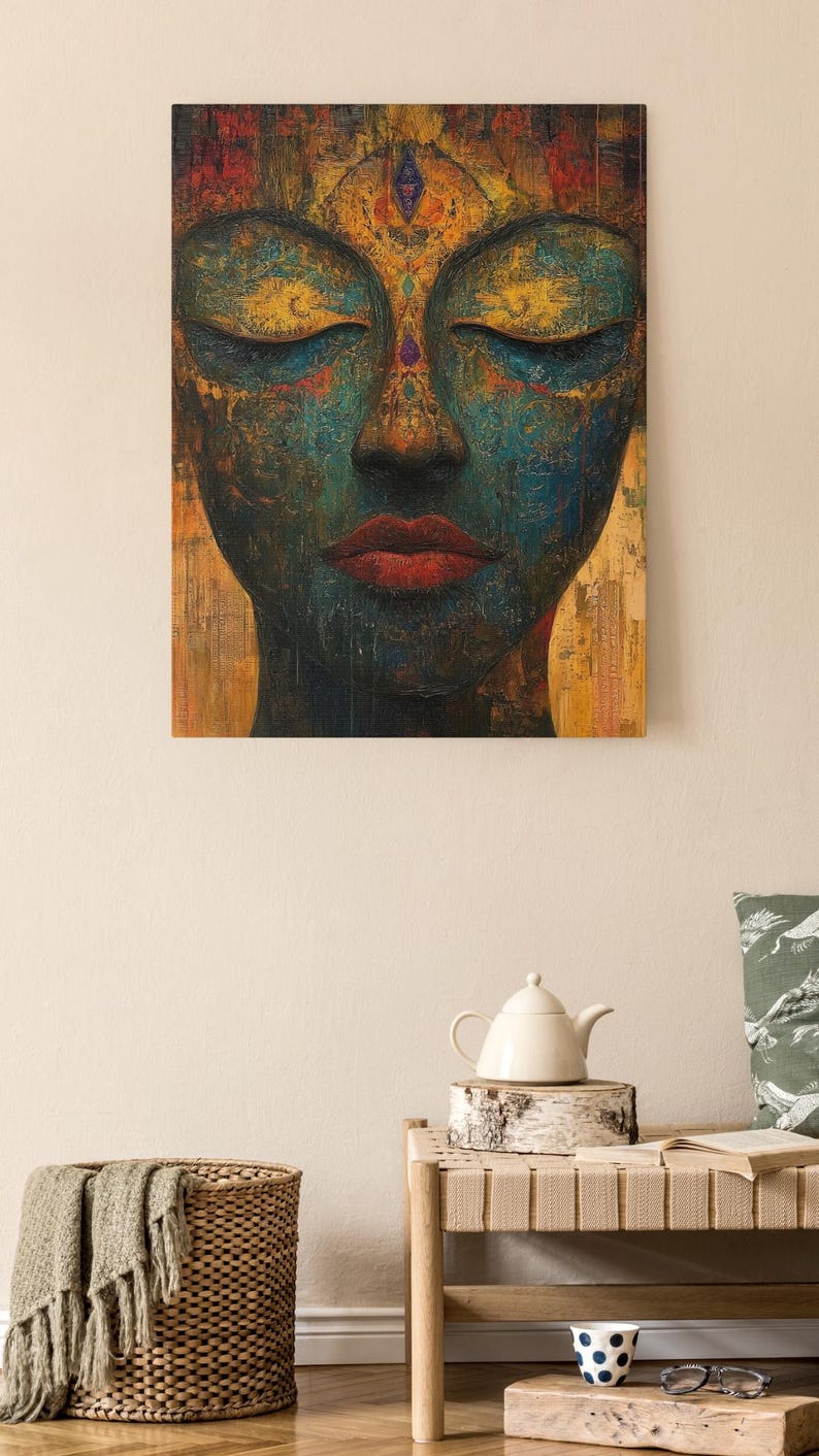 Mystical Blue Goddess of Peace Matte Canvas, Mindfulness Decor Goddess ...