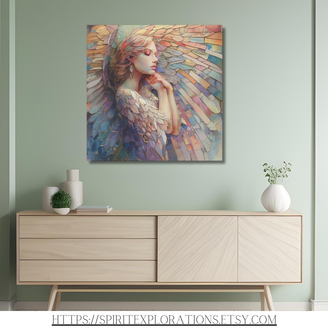 Precious Angel Stretched Canvas Art, Spiritual Guardian Angel Wall Art ...