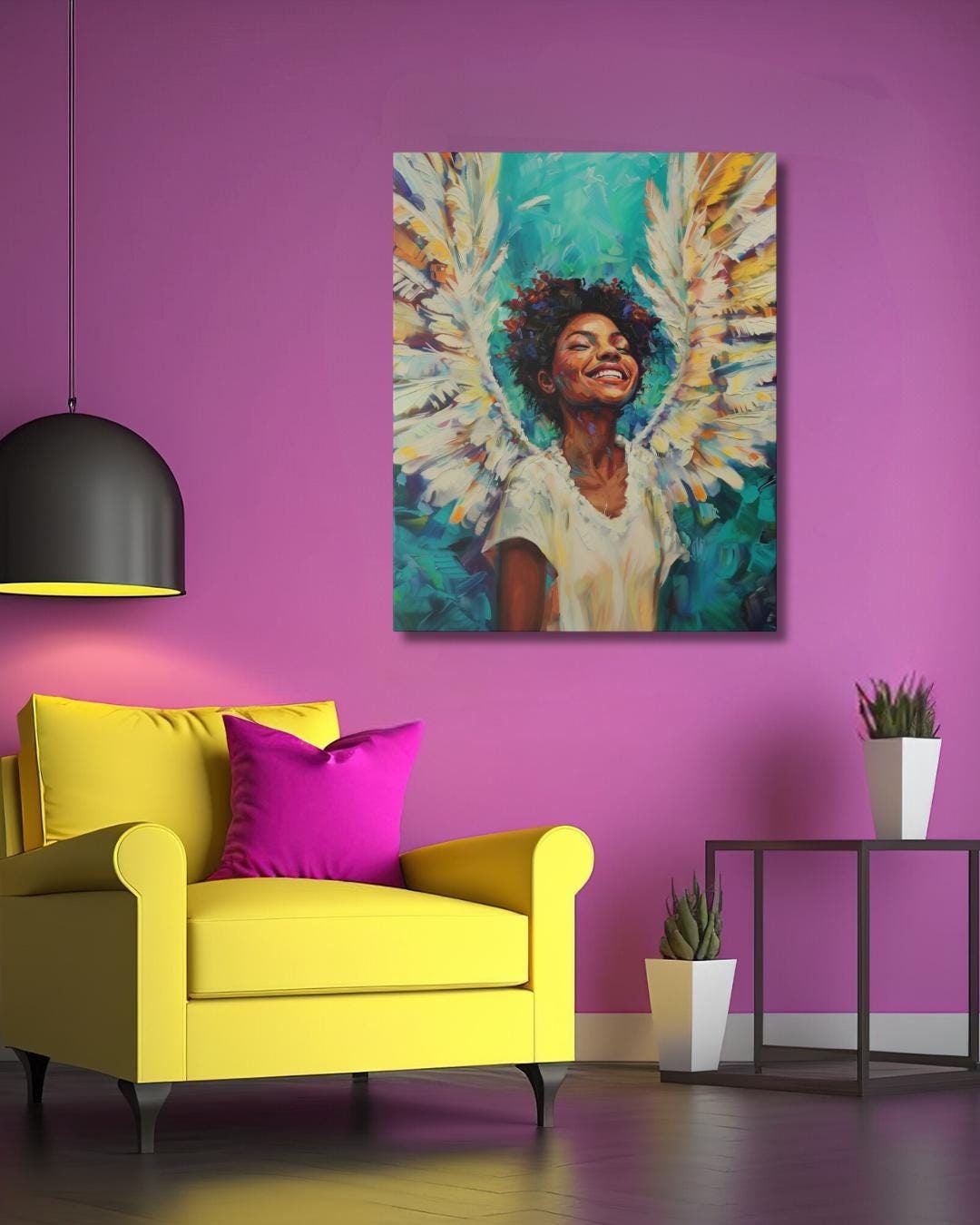 Smiling Angel Canvas Art, Spiritual Wall Decor for Peace and Serenity ...
