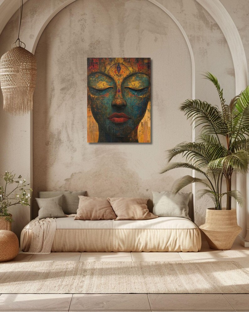 Mystical Blue Goddess of Peace Matte Canvas, Mindfulness Decor Goddess ...