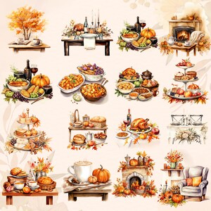 Modern Thanksgiving Clipart PNG Fall Cozy Thanksgiving Clipart Turkey ...