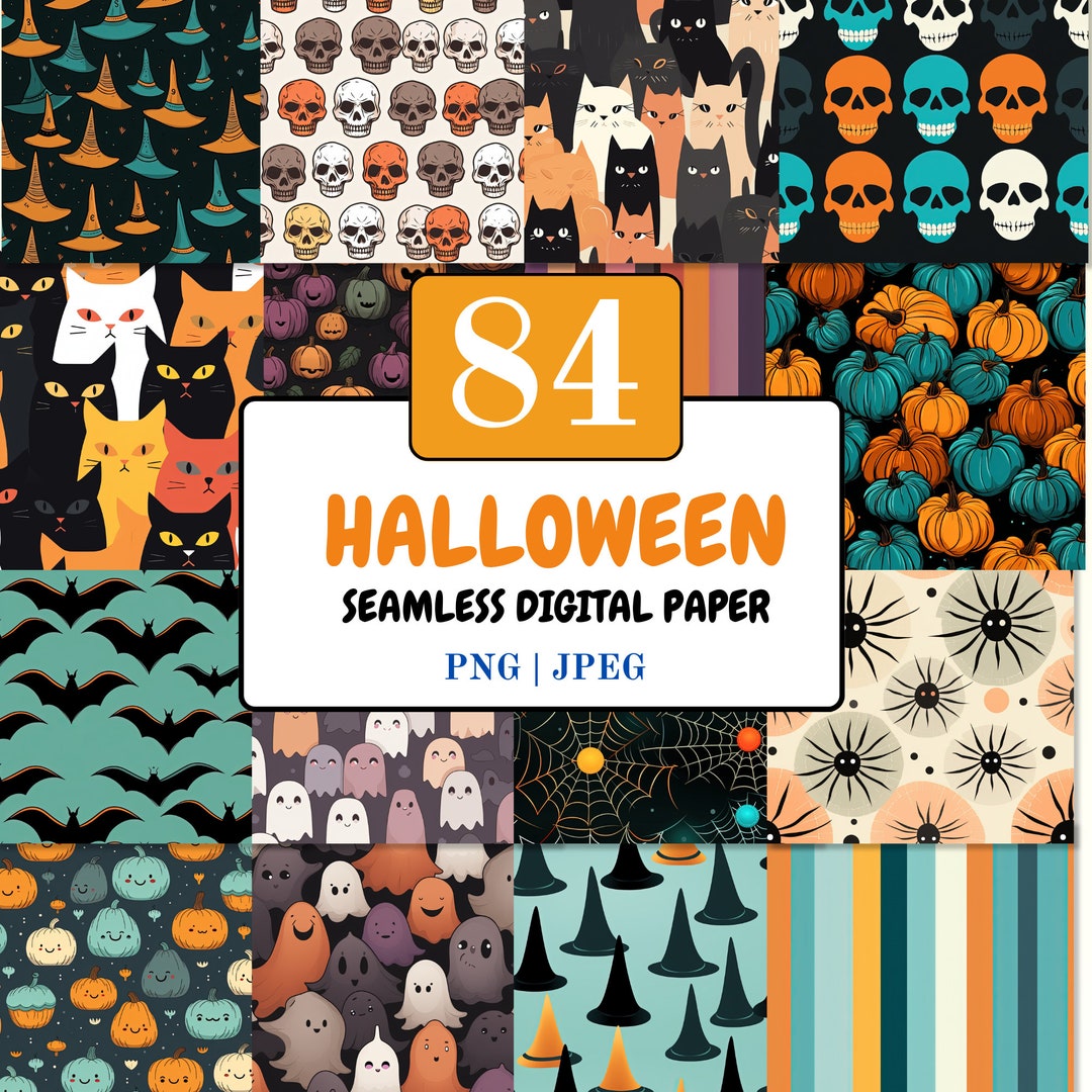 Halloween Digital Paper Wallpaper Halloween Patterns Ghost Pumpkin ...