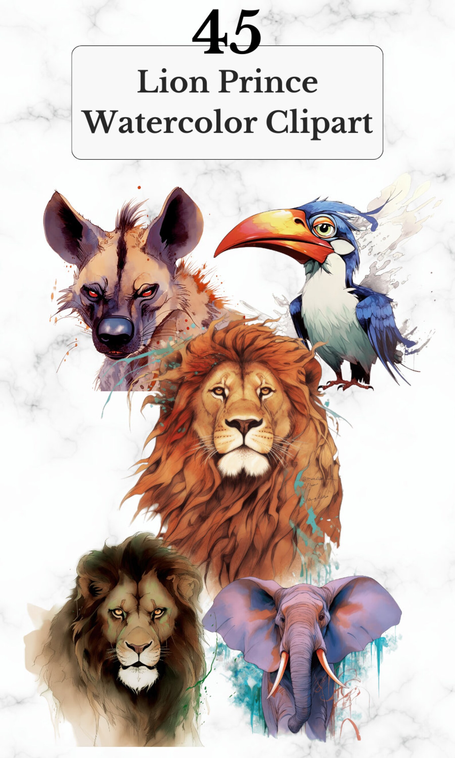 Lion Prince Clipart Watercolor Clipart for Crafts Graphic Lion Clipart ...