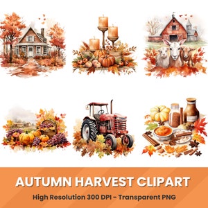 Autumn Harvest Fall Clipart Watercolor Fall Autumn Clipart Corn Autumn ...