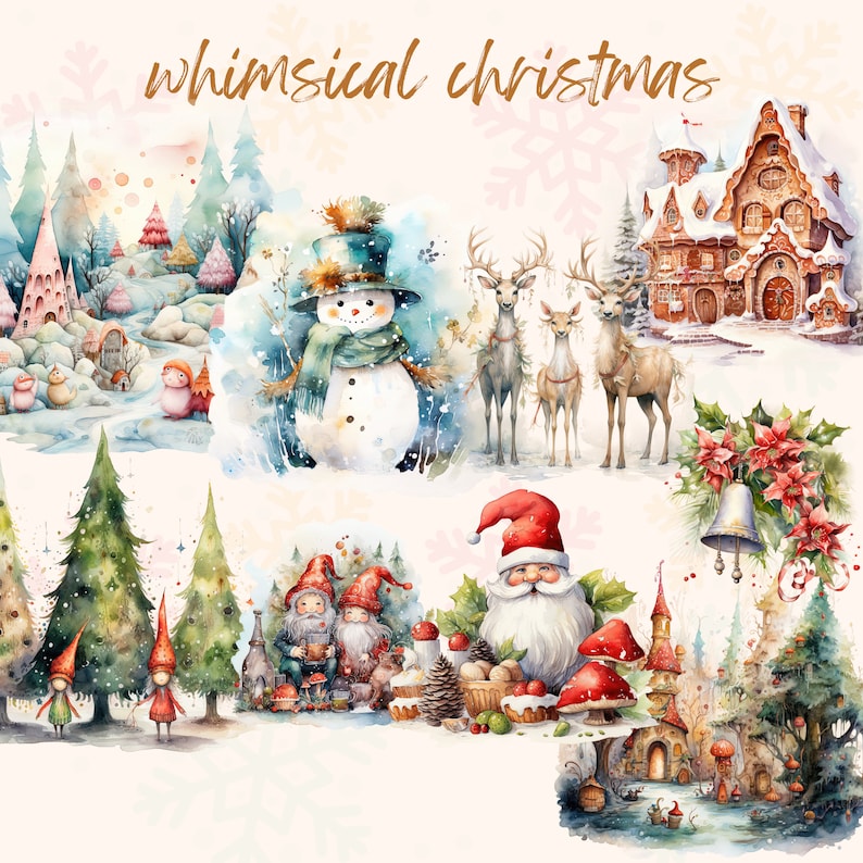 Whimsical Christmas Clipart Holiday Xmas Whimsical Elements - Etsy ...