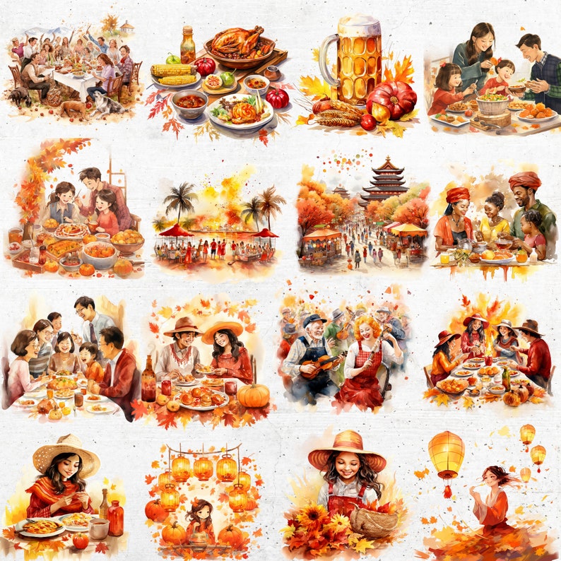International Thanksgiving Clipart PNG Fall Digital Thanksgiving ...