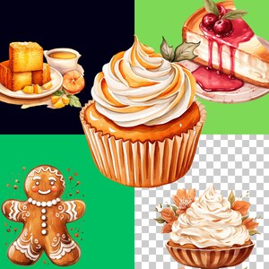 Thanksgiving Dessert Clipart Autumn Food Fall Watercolor Tasty Clipart ...