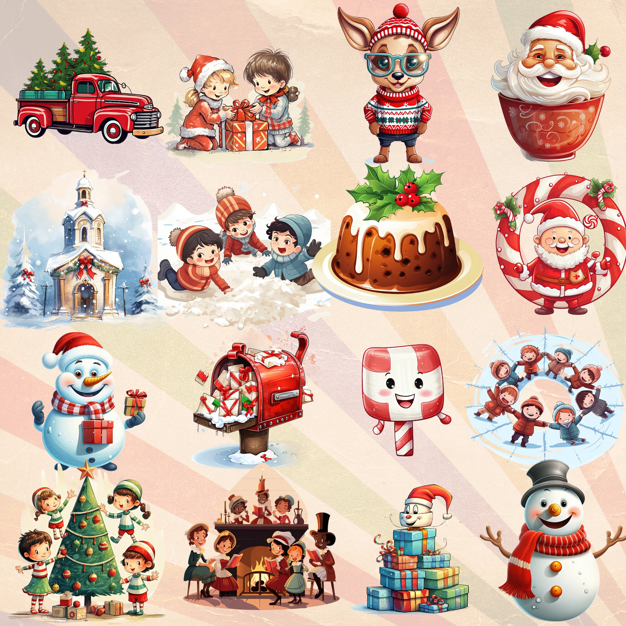 Retro Christmas Retro Xmas Groovy Christmas PNG Santa Clipart - Etsy