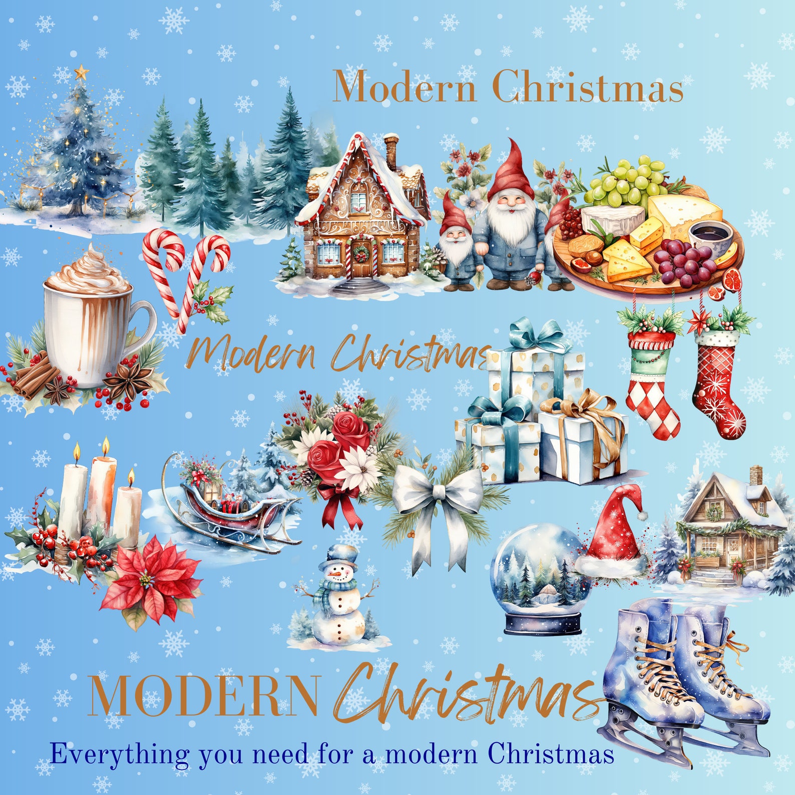 Watercolor Christmas Clipart 2023 Watercolor Winter Christmas Tree PNG ...