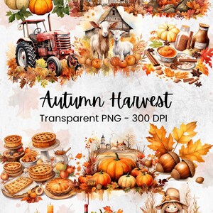 Autumn Harvest Fall Clipart Watercolor Fall Autumn Clipart Corn Autumn ...