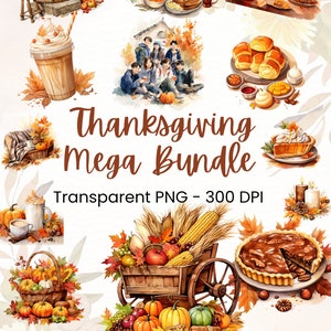 Thanksgiving Clipart Mega Bundle Autumn Clipart Fall PNG Thanksgiving ...