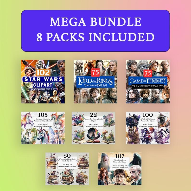 Fantasy Clipart Mega Bundle PNG SVG Clipart Clip Art for Crafts Graphic ...