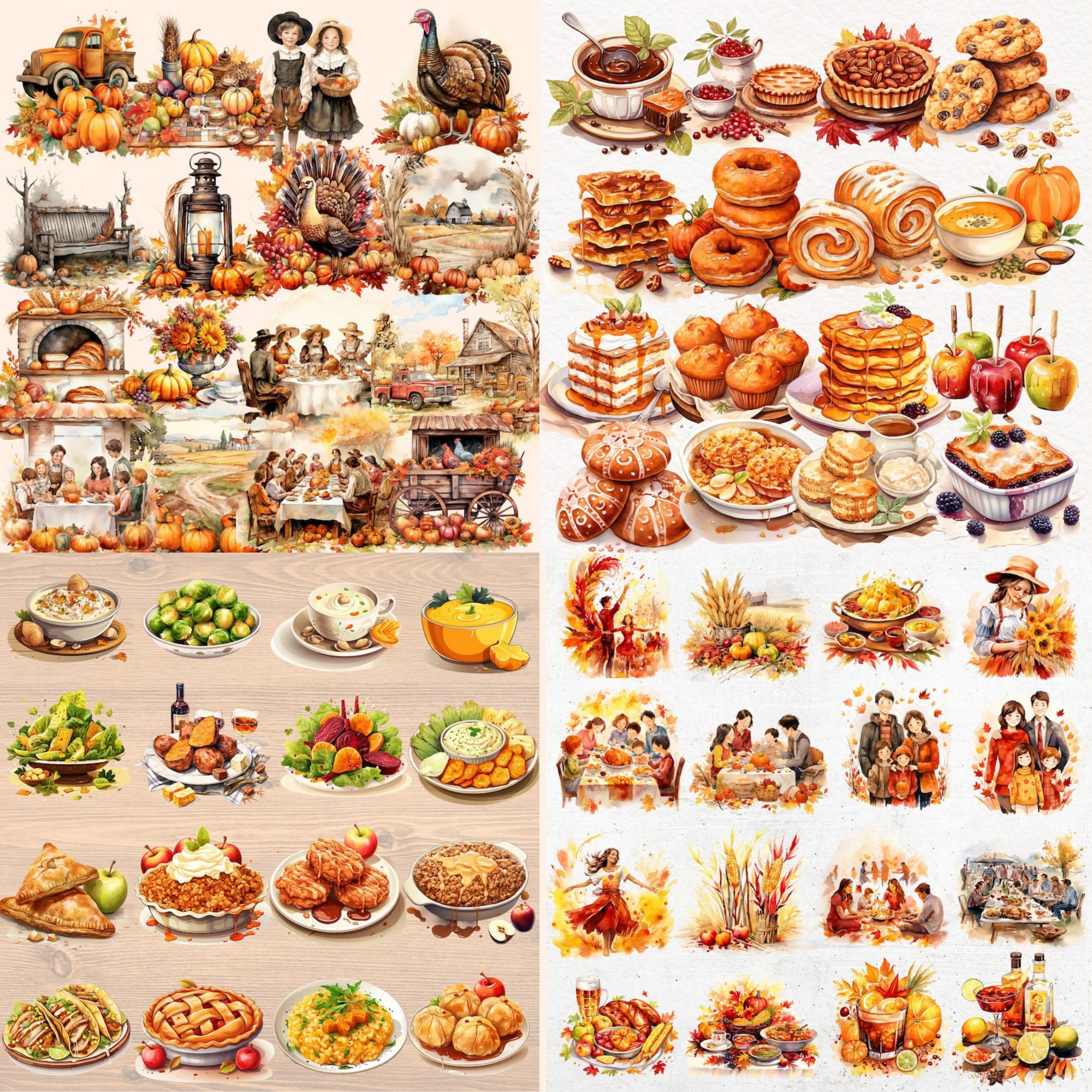 Thanksgiving Clipart Mega Bundle Autumn Clipart Fall PNG Thanksgiving ...