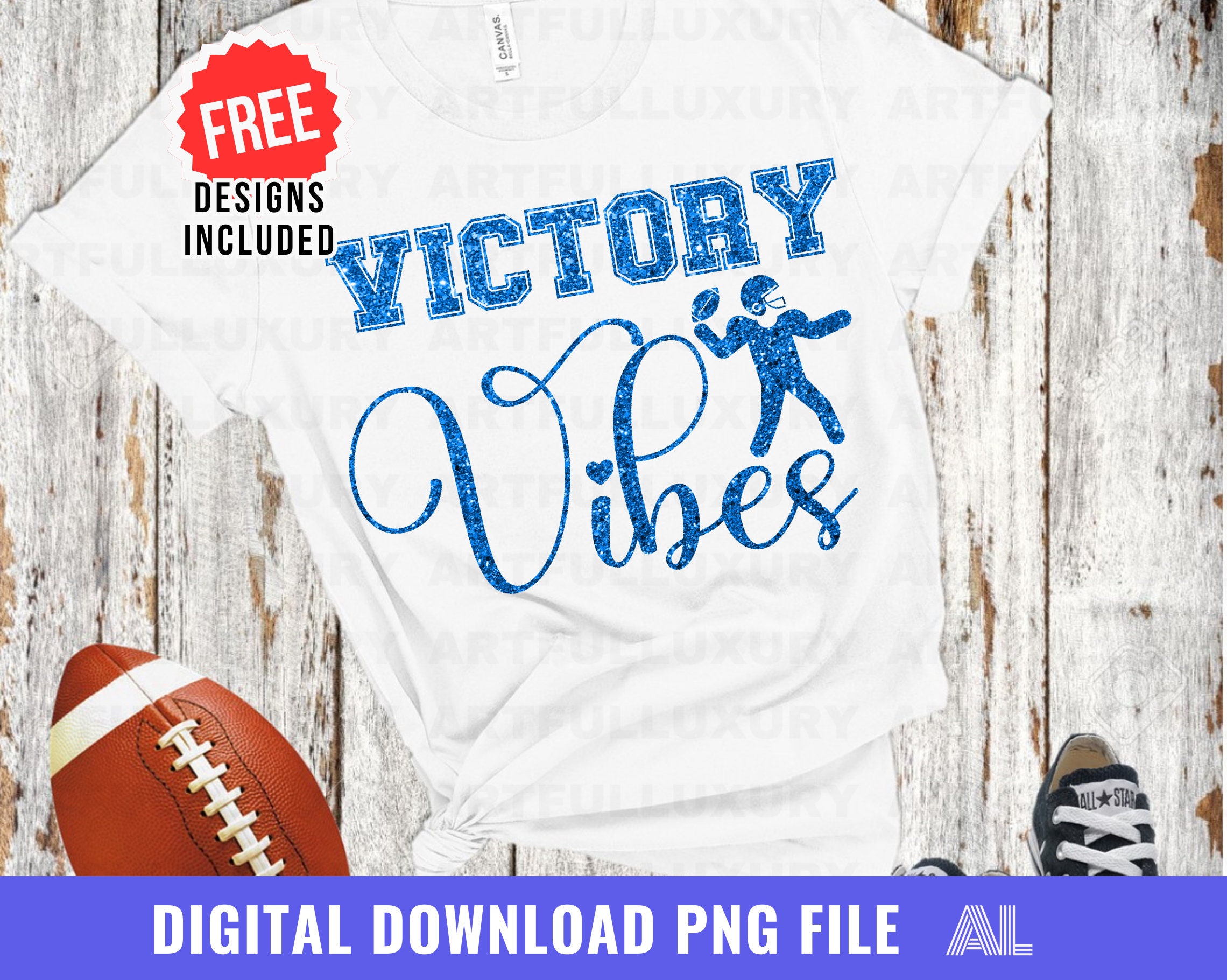 Victory Vibes Football Sparkly PNG Popular Sublimation PNG Trendy Sweatshirt Shirt Faux ...