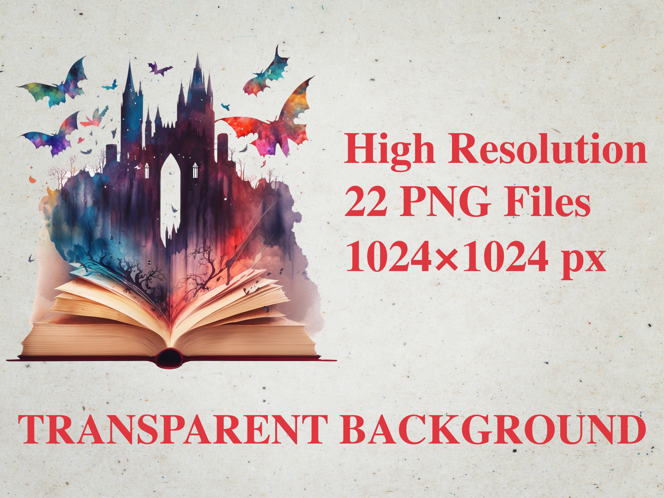 22 PNG Watercolor Fantasy Books Clipart PNG Files Bundle Old - Etsy