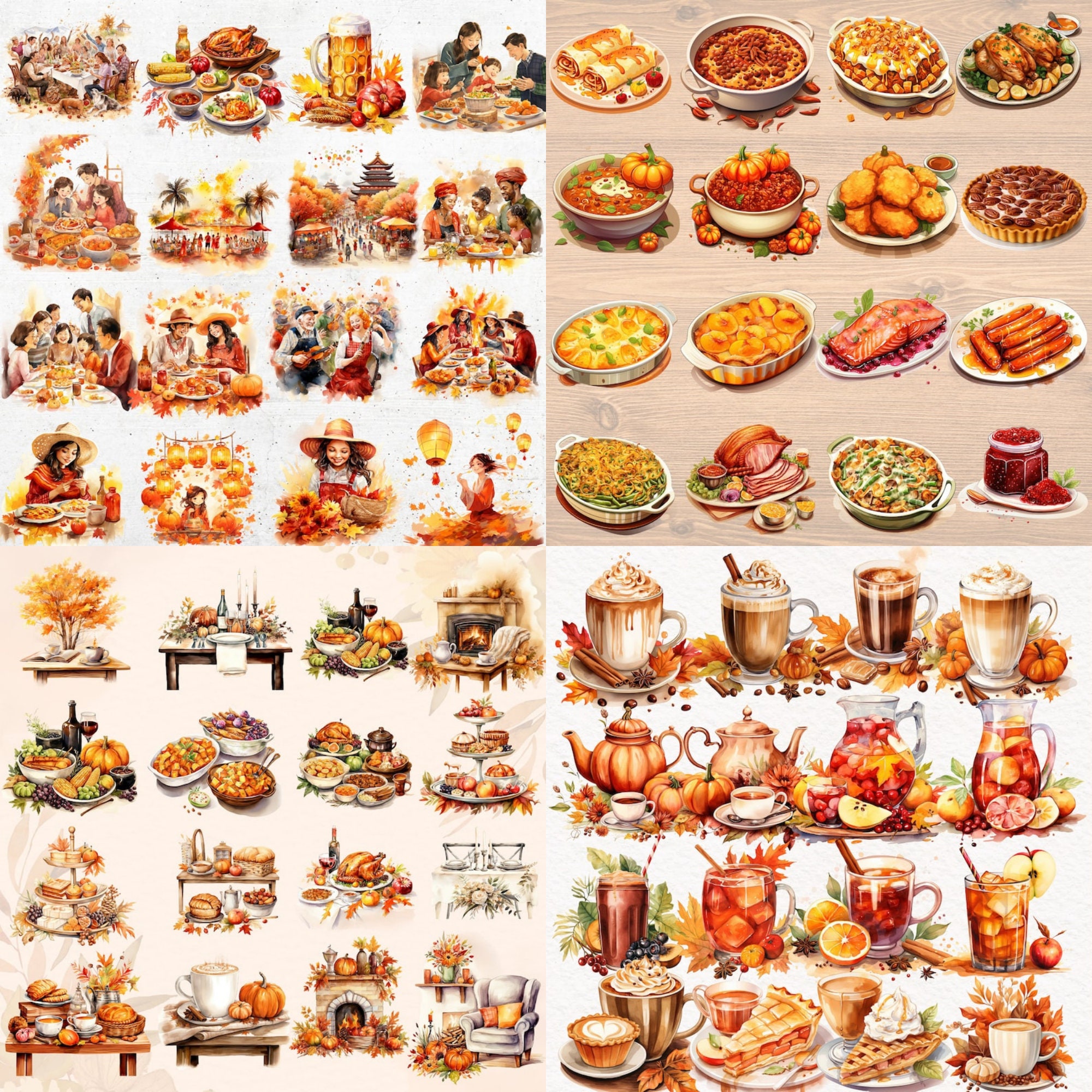 Thanksgiving Clipart Mega Bundle Autumn Clipart Fall PNG Thanksgiving ...
