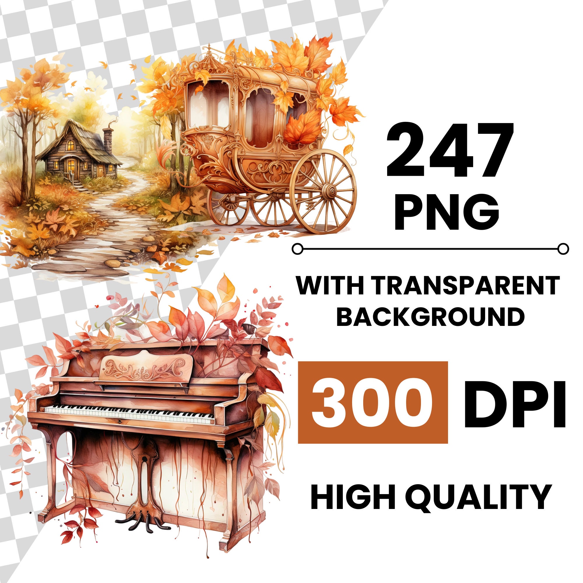 Autumn Fall Leaves Clipart Watercolor Autumn Fall Clipart Cute Fall ...