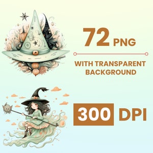 Pastel Halloween Clipart PNG Bundle Halloween Decor Commercial License ...