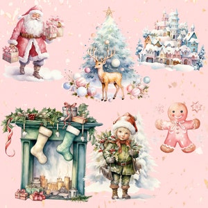 Pastel Christmas Clipart Holiday Watercolor Christmas Invitation ...