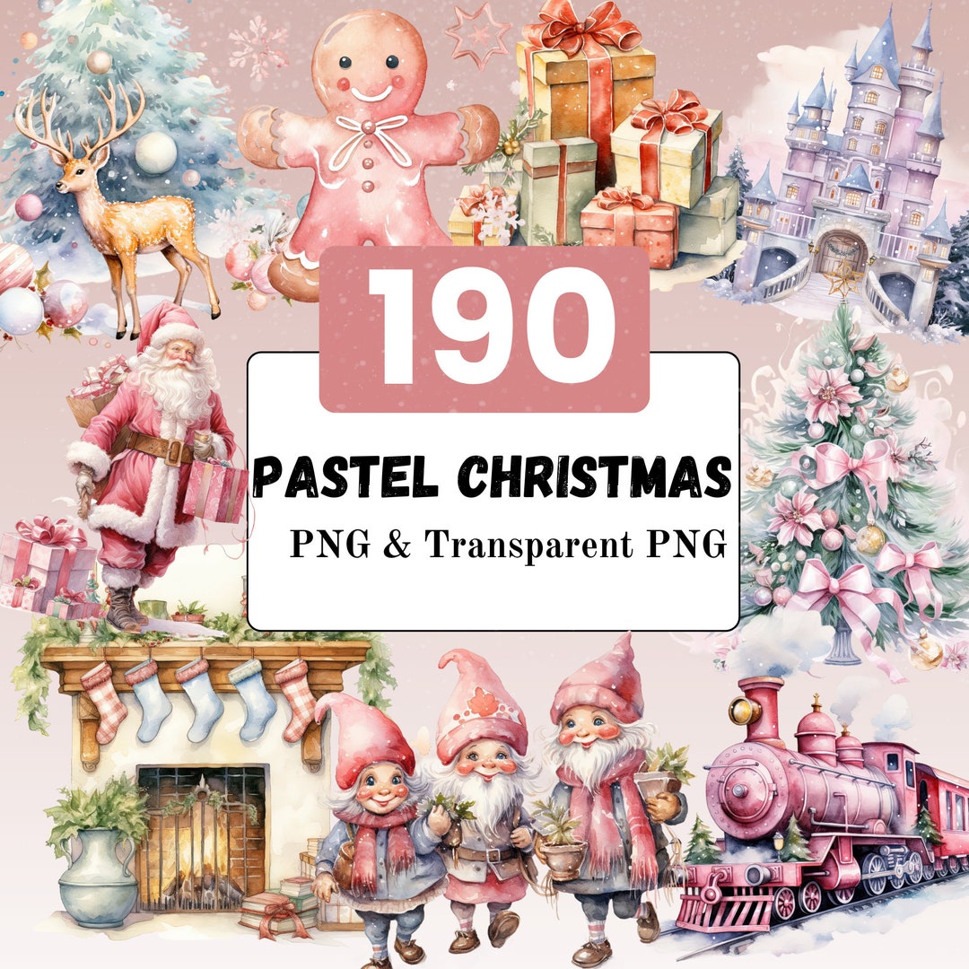 Pastel Christmas Clipart Holiday Watercolor Christmas Invitation ...