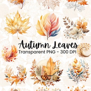 Autumn Fall Leaves Clipart Watercolor Autumn Fall Clipart Cute Fall ...