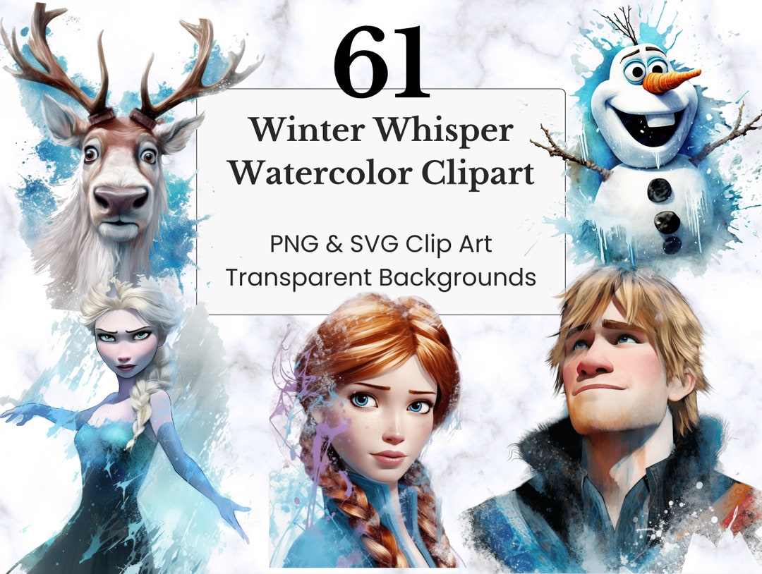 Frozen Clipart PNG Watercolor Clipart SVG Crafts Disney Graphic Winter ...