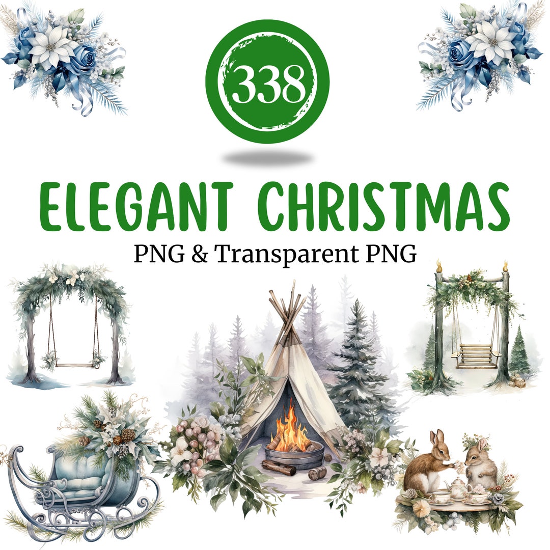 Watercolor Christmas Clipart Elegant Christmas Winter Clipart Ornaments ...